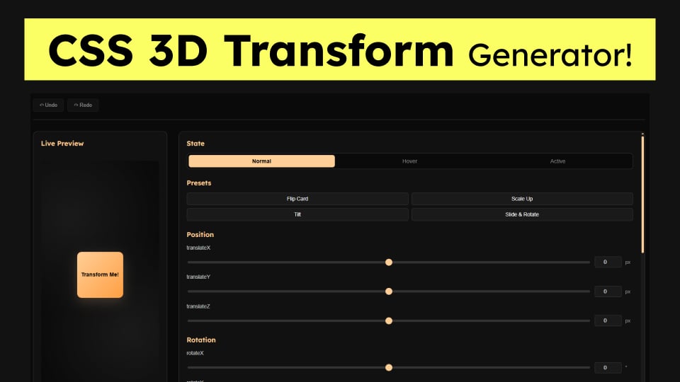 CSS 3D Transform Generator - Transform Elements In 3D | UI Surgeon