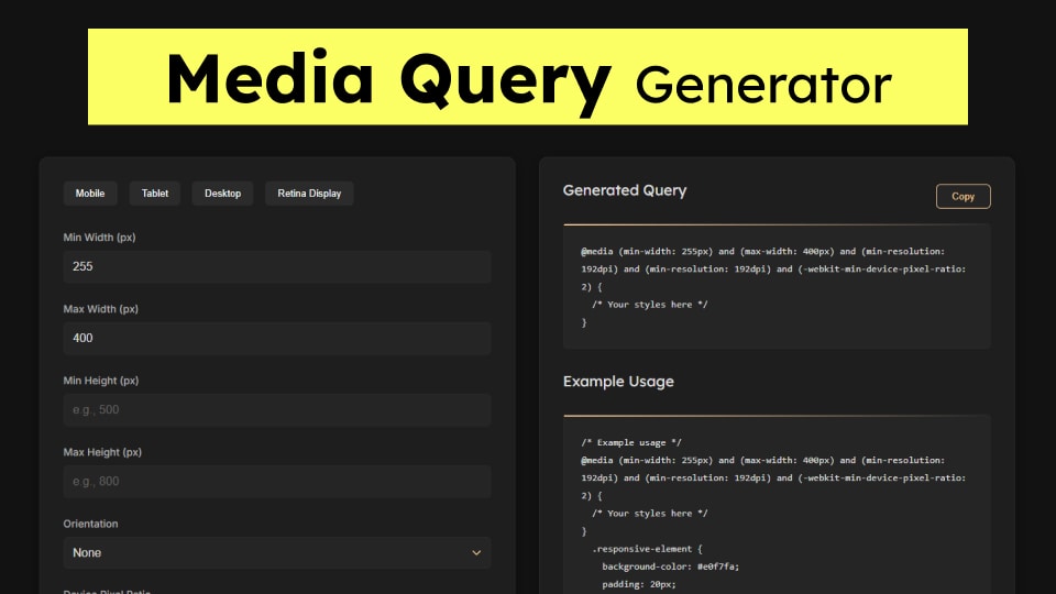 Media Query Generator - Create Responsive CSS Breakpoints Easily | UI ...